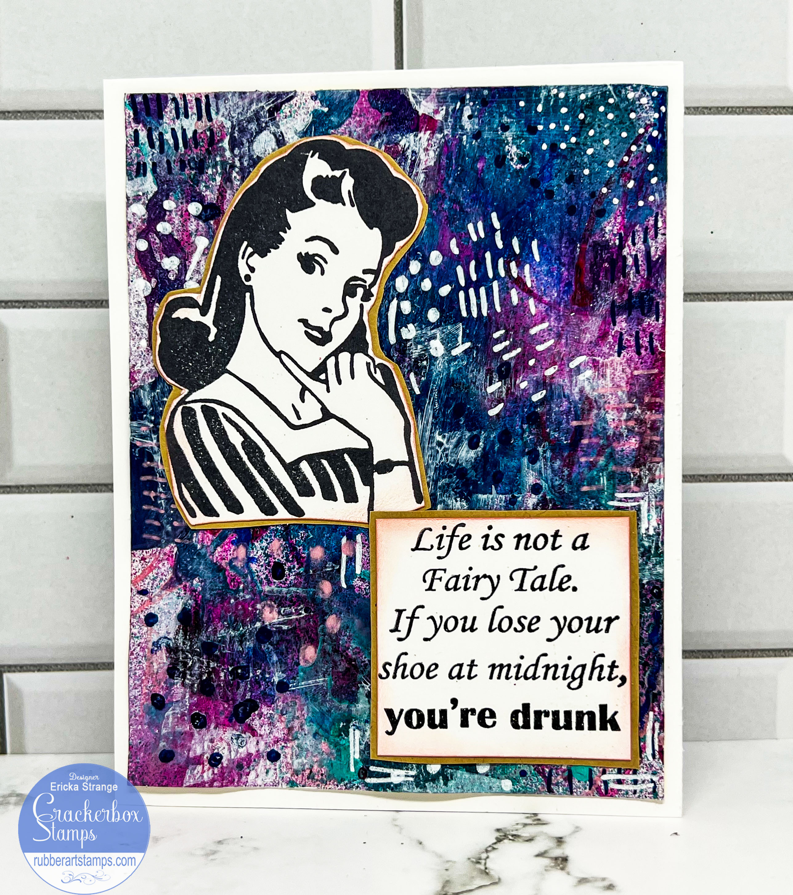Crackerbox Stamps Mixed Media Snarky Card – Strangely Creative